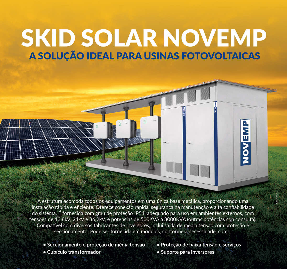 Skid Solar: para usinas solares fotovoltaicas – NOVEMP